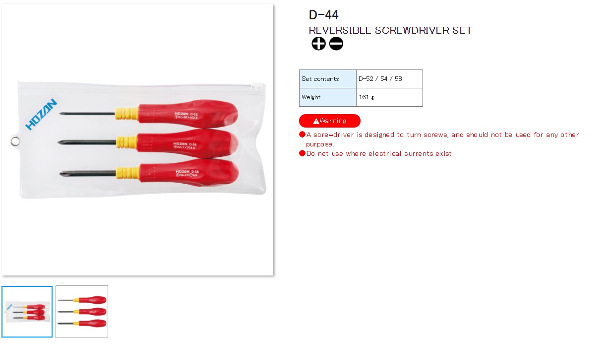Ichiban Precision Sdn Bhd - Hozan - HOZAN REVERSIBLE SCREWDRIVER SET